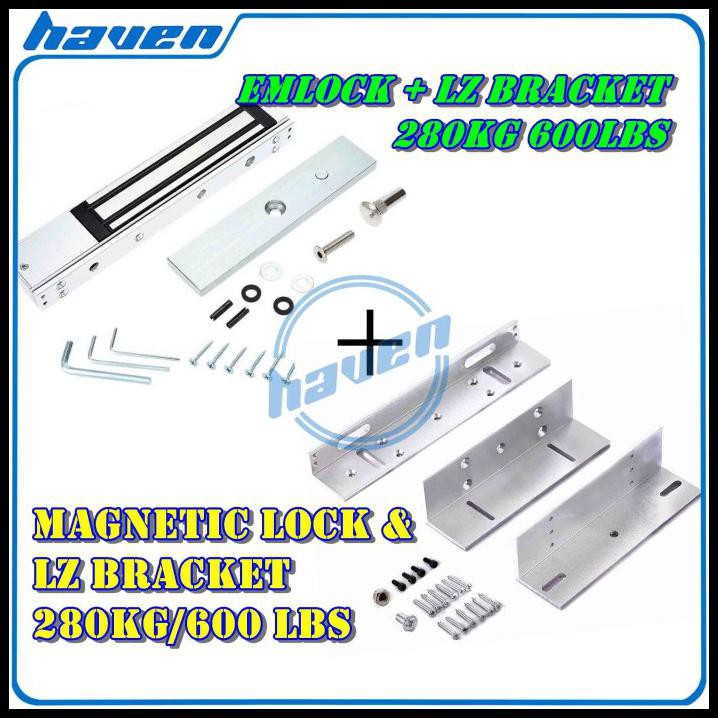 Jual Em Lock + Bracket Lz 280Kg 600Lbs / Magnetic Door Lock 280Kg ...