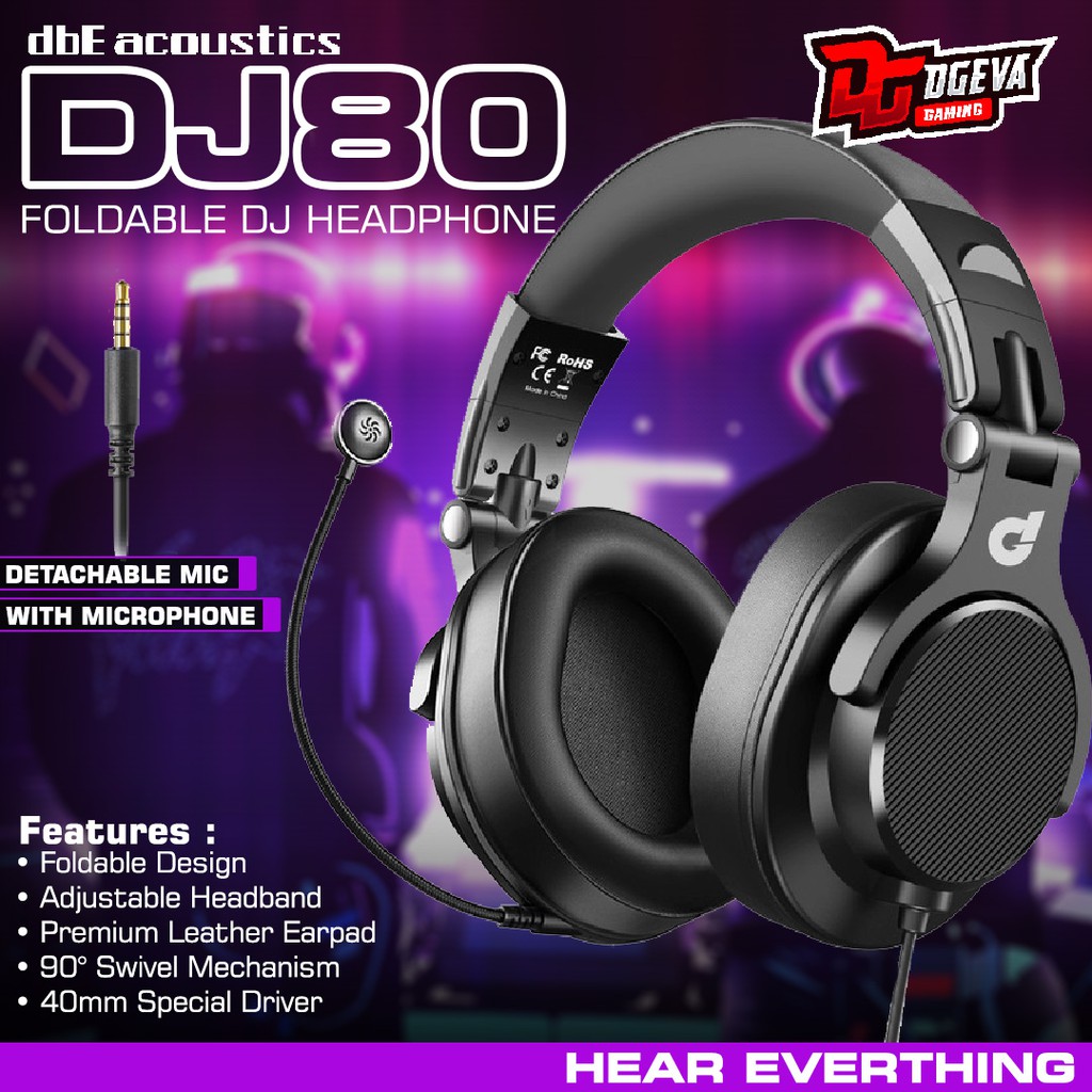 Jual dbE DJ80 Foldable DJ Headphone with Detachable Microphone Gaming ...