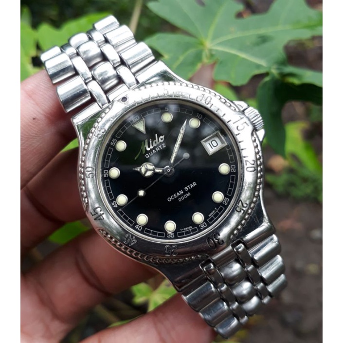 Jual Jam Tangan Mido Ocean Star 200m Quartz Original Black Dial Rare ...
