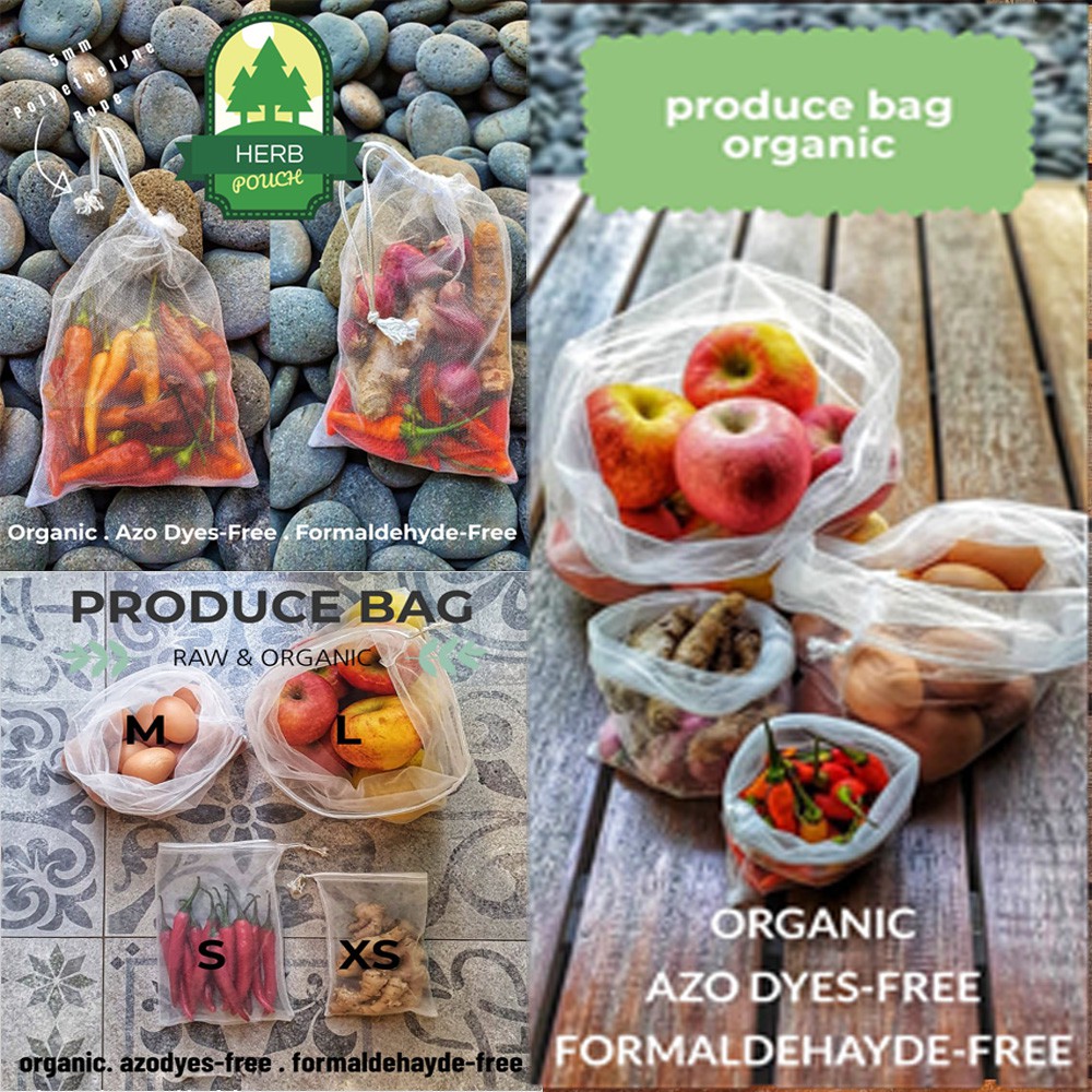 1 Set (4 piece) - Organic Produce Bag Tas Reusable Bag Tas Recycle Tas ...