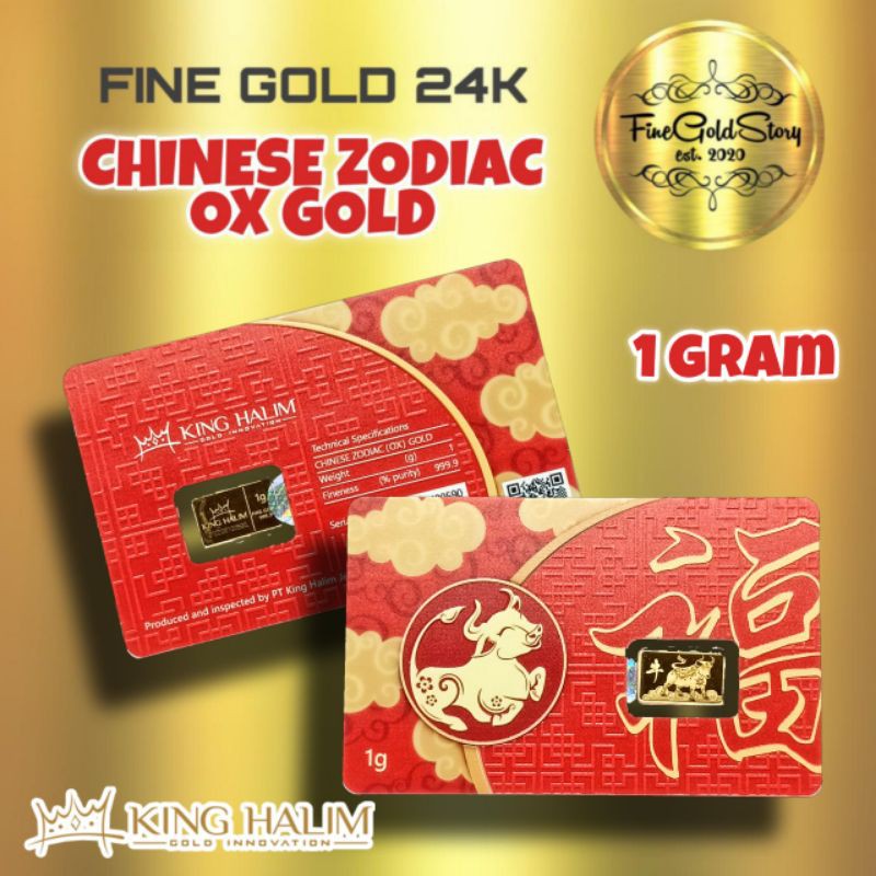Jual King Halim Chinese Zodiac Ox Gold 1 gram Emas Logam Mulia | Shopee ...
