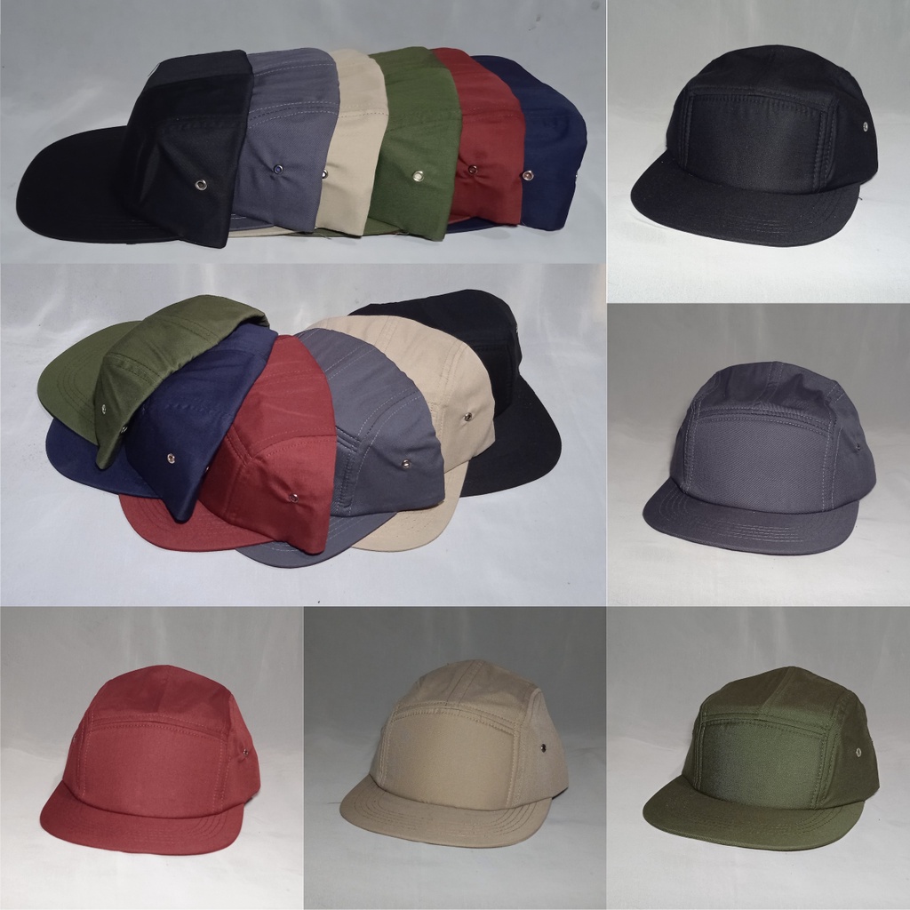 Jual TOPI 5 PANEL POLOS | Shopee Indonesia
