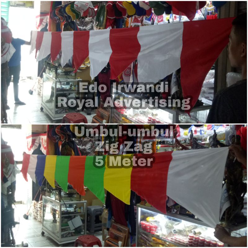 Jual Bendera Umbul-umbul Zig Zag Merah Putih dan Warna Warni Ukuran 5 Meter Ready Stock ...