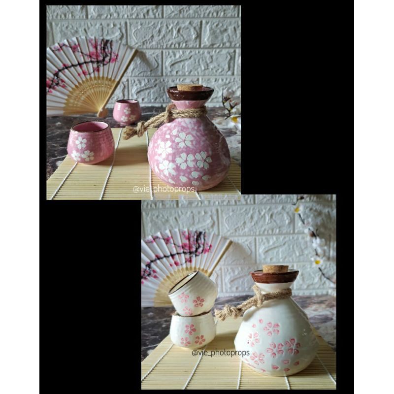 Jual Botol Sake Ceramic Set / Wine Set Sakura / Props Foto / Properti ...