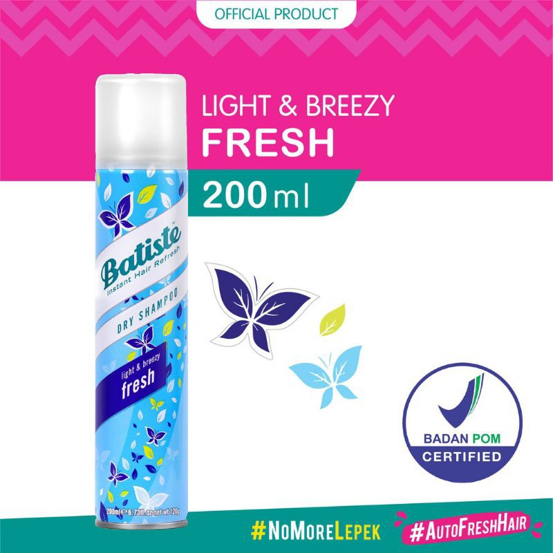 Jual Batiste Light & Breezy Fresh Dry Shampoo 200 ML | Shopee Indonesia