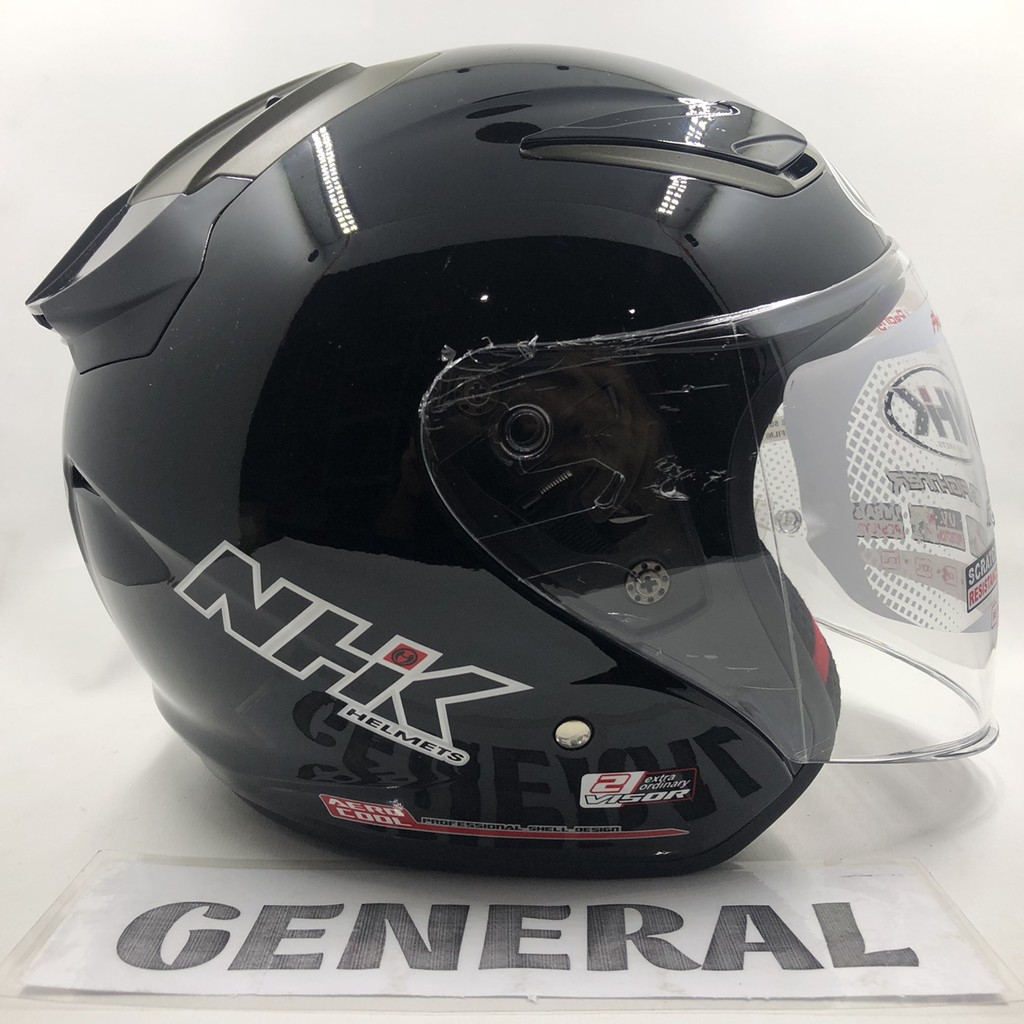 Jual GOYANG HARGA;; Helm NHK R1 Solid Black Hitam Glossy Double Visor ...