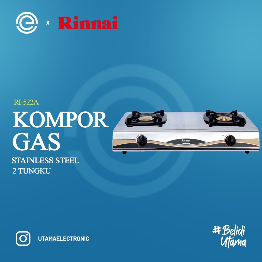 Jual RINNAI Kompor Gas Stainless 2 Tungku RI-522A | Shopee Indonesia
