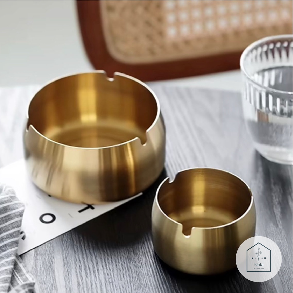 Jual [MOLA] ASBAK STAINLESS STEEL GOLD EMAS ASH TRAY | Shopee Indonesia