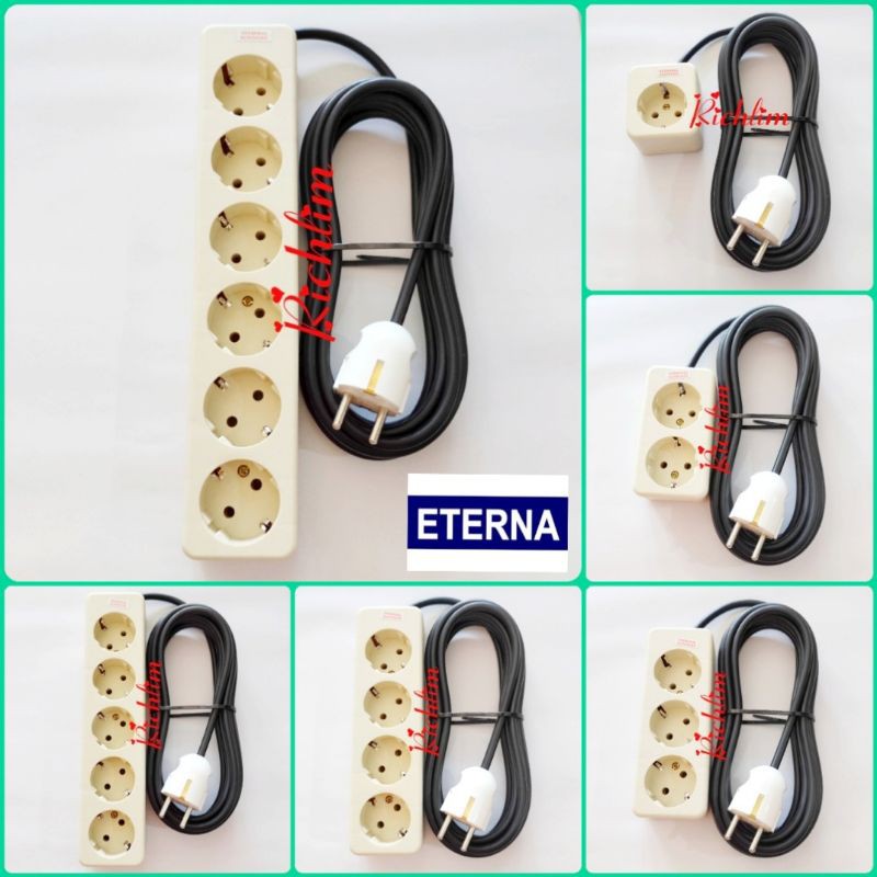 Jual Stop Kontak Uticon/Colokan Listrik 1,2,3,4,5 dan 6 Lubang Kabel Eterna 2x0.75 mm² Steker ...