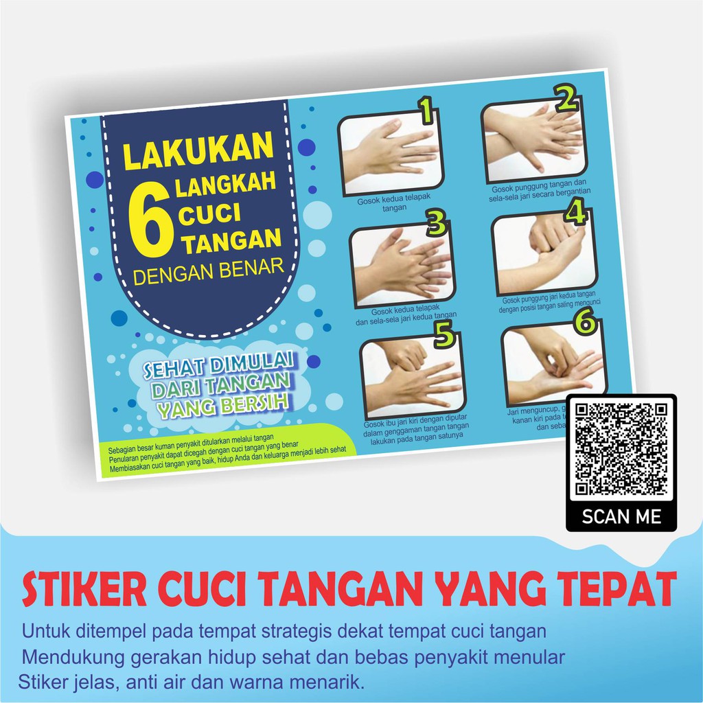 Jual STIKER LANGKAH CUCI TANGAN YANG BENAR (UKURAN A5) Indonesia|Shopee ...