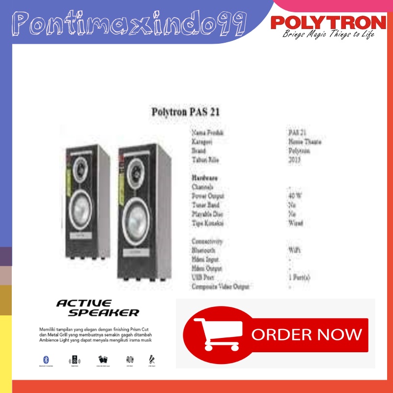Jual SPEAKER ACTIVE POLYTRON PAS-21B BLUETOOTH | Shopee Indonesia