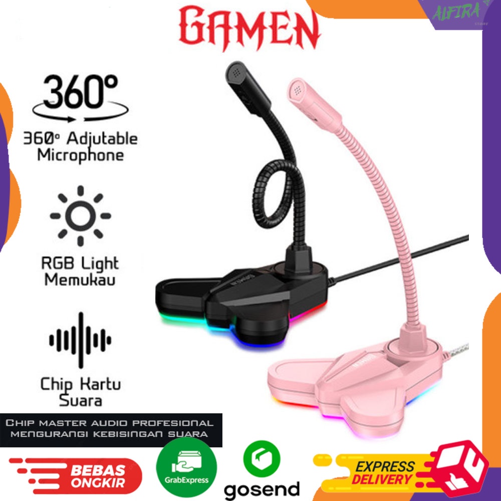 Jual GAMEN Microphone Gaming RGB Lightning Plug and Play Decoding Chip ...