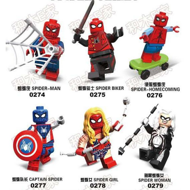 Jual Mainan Spiderman Minifigure Super Hero Spider Man Decool 0274-0279 ...
