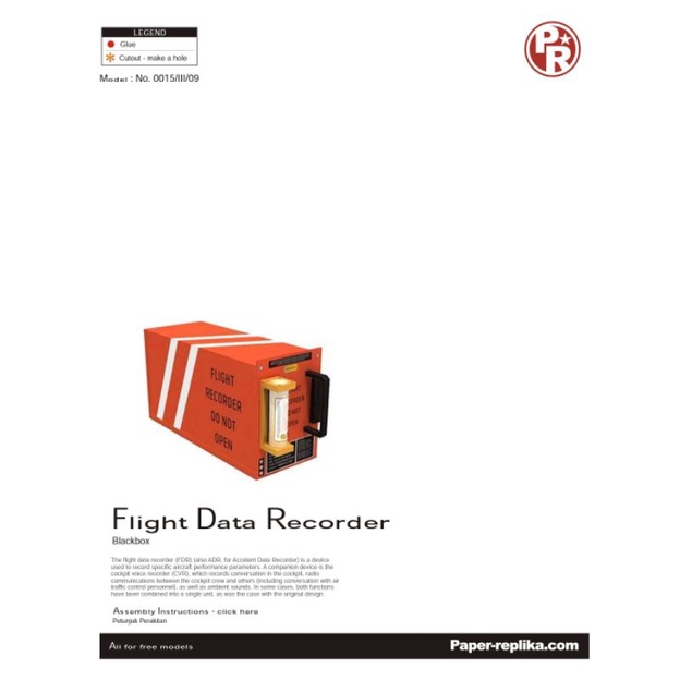 Jual Papercraft Flight Data Recorder (Black Box Pesawat), paper replika airliner series ...