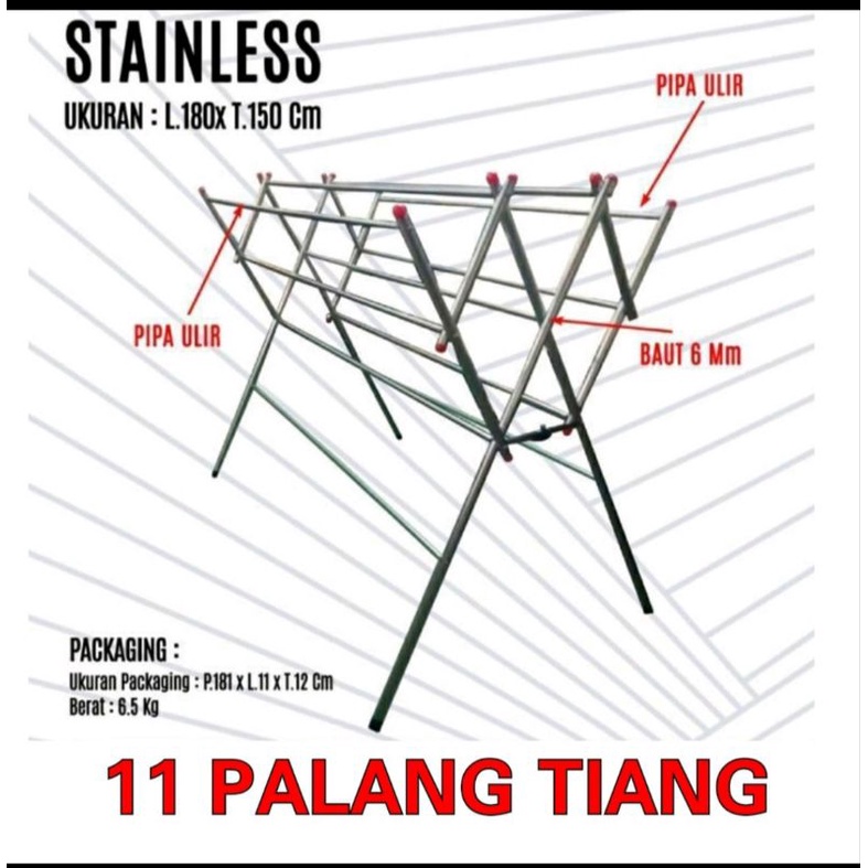 Jual Jemuran Baju Stainless Steel 180cm Tebal kokoh | Shopee Indonesia