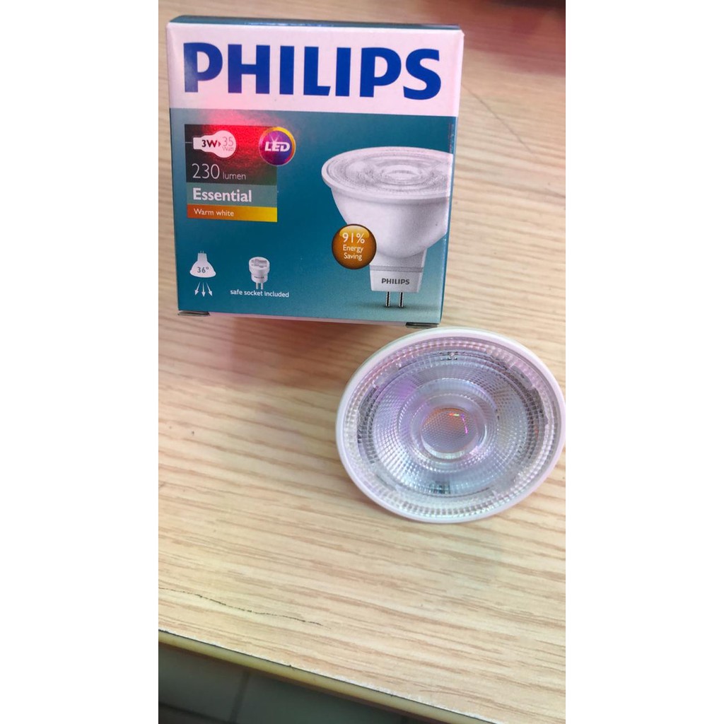 Jual Philips Essential Led Mr16 3w 36d 100 240v Indonesia Shopee Indonesia