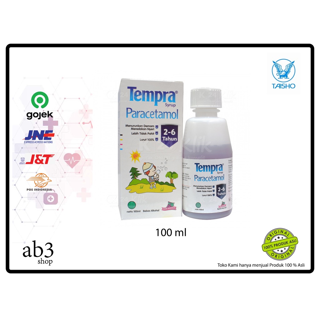 Jual TEMPRA SIRUP SYRUP PARACETAMOL 100 ML , PENURUN PANAS USIA 2-6 ...