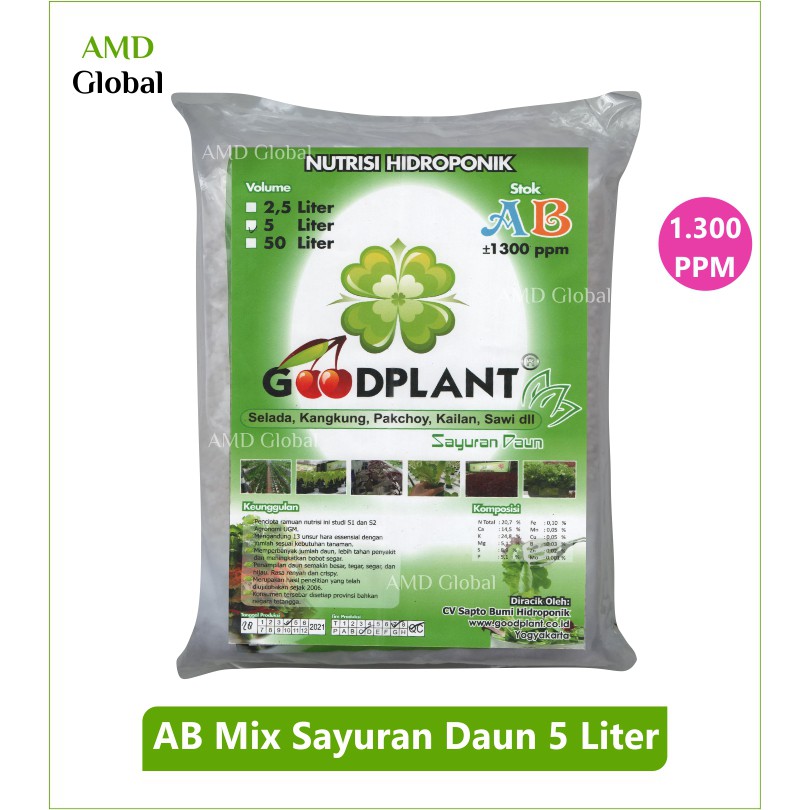 AB Mix Nutrisi Hidroponik Sayur Sayuran Daun Goodplant 5 Liter | Shopee ...
