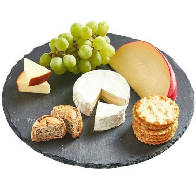 Jual Natural Slate Stone Round Plate Serving Platter Piring Batu 30cm ...