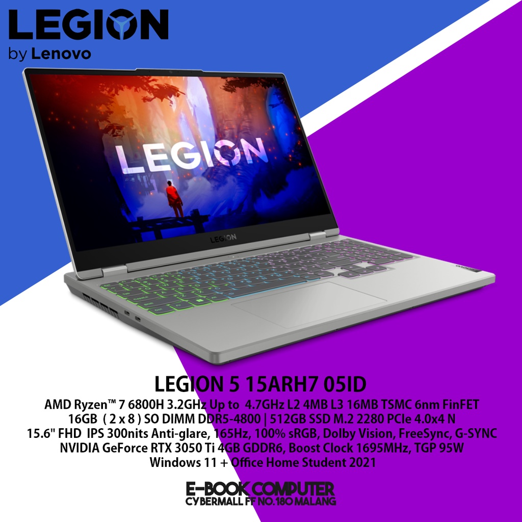 Jual LENOVO LEGION 5 05ID Ryzen 7-6800H RAM 16GB DDR5 SSD 512GB NVME ...