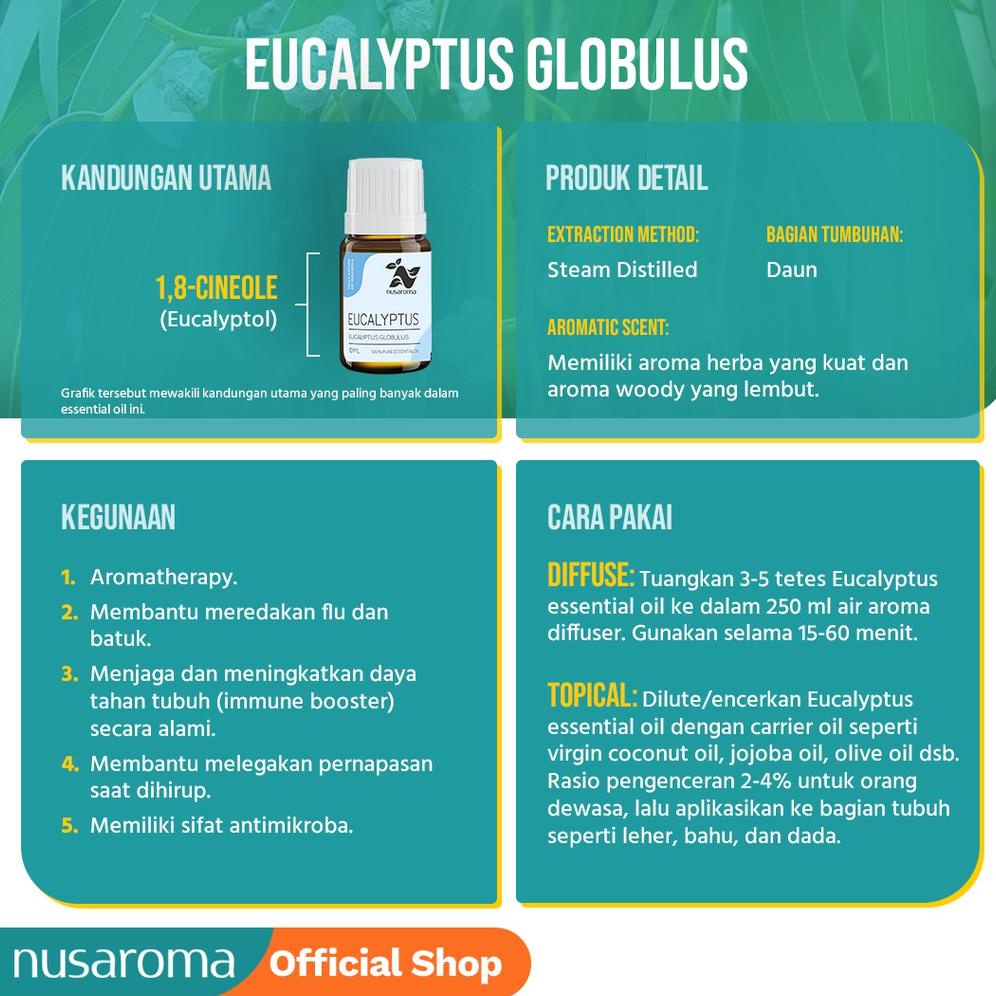 Jual Nusaroma Eucalyptus Organic Essential Oil - 100% Pure & Therapeutic Essential Oil | Shopee ...