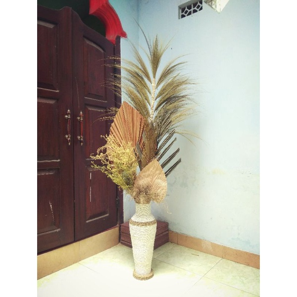 Jual Paket Hemat Rustic Decoration Paket Bunga Kering Dan Vas Tinggi