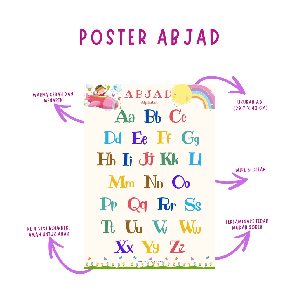 Jual DOOBIDU - POSTER EDUKASI ABJAD ukuran A3 di cetak dengan AP 310gr ...