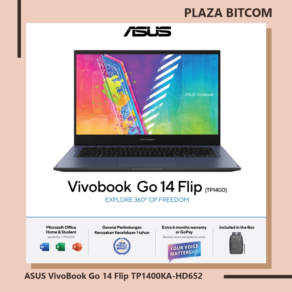 Jual ASUS VivoBook Go 14 Flip TP1400KA-HD652 N6000 8G 512G 14" | BITCOM ...