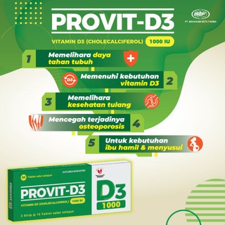 Jual PROVIT-D3 1000 IU / GETVIT D3 // VITAMIN D3 / suplemen kesehatan ...