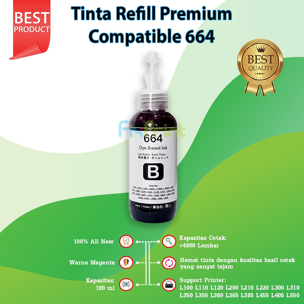 Jual Tinta Refill 664 Premium Ink Epsn 664 Refill 100ml Printer L1300 ...