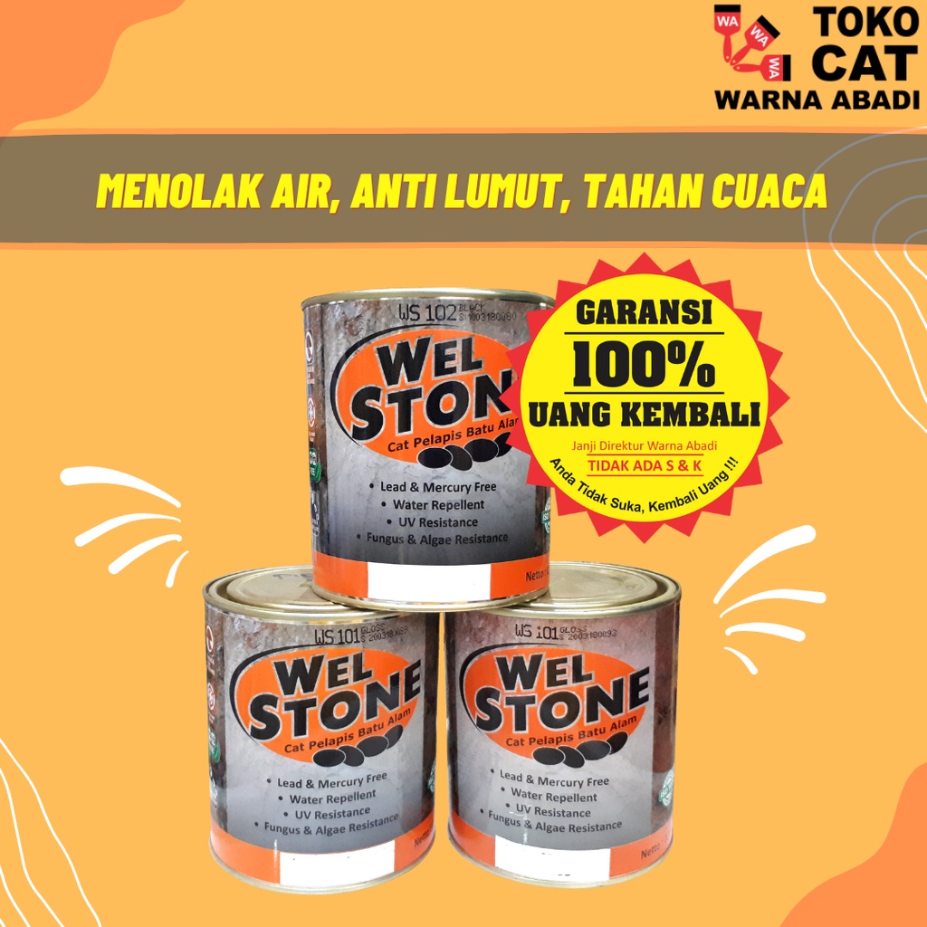 Jual CAT BATU ALAM WELSTONE NATURAL 0.9 LITER | Shopee Indonesia