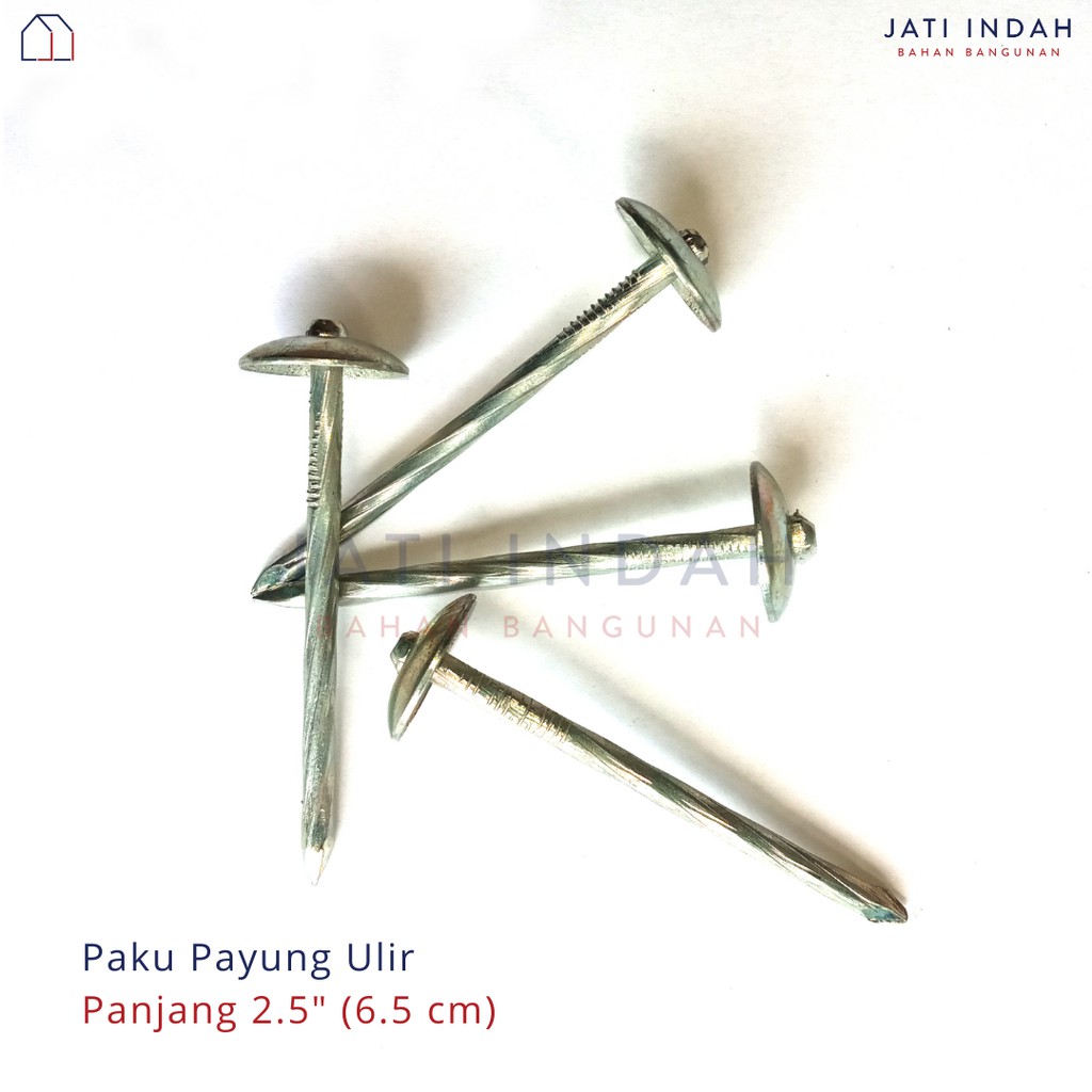 Jual PAKU PAYUNG ULIR 2,5 INCH / 6,5 CM / PAKU SENG ASBES (1 ons/ 100 ...