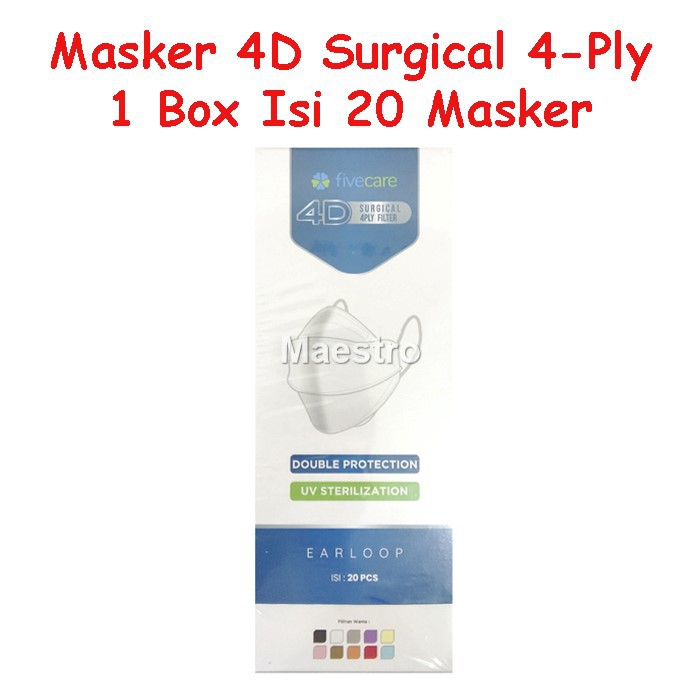 Jual Masker FiveCare 4D Surgical 4Ply Earloop Medis Bedah Five Care 4 ...
