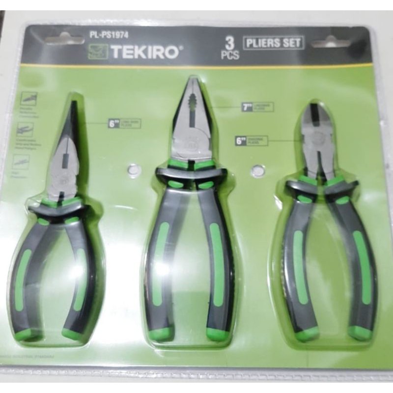 Jual Tang 1 set TEKIRO Tang Kombinasi 7"- Tang Potong 6"- Tang Lancip 6 ...