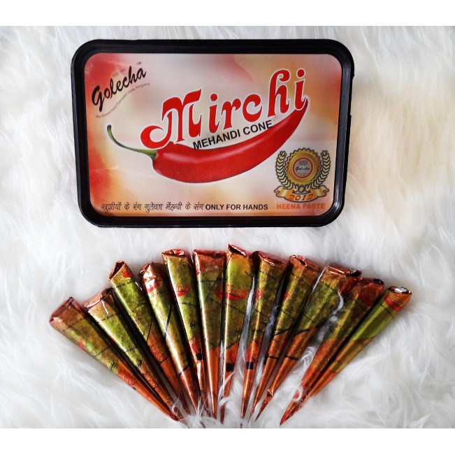 Jual GOLECHA HENNA Box 30 / HENA MIRCHI MERAH KECOKLATAN ( HEENA TANGAN ...