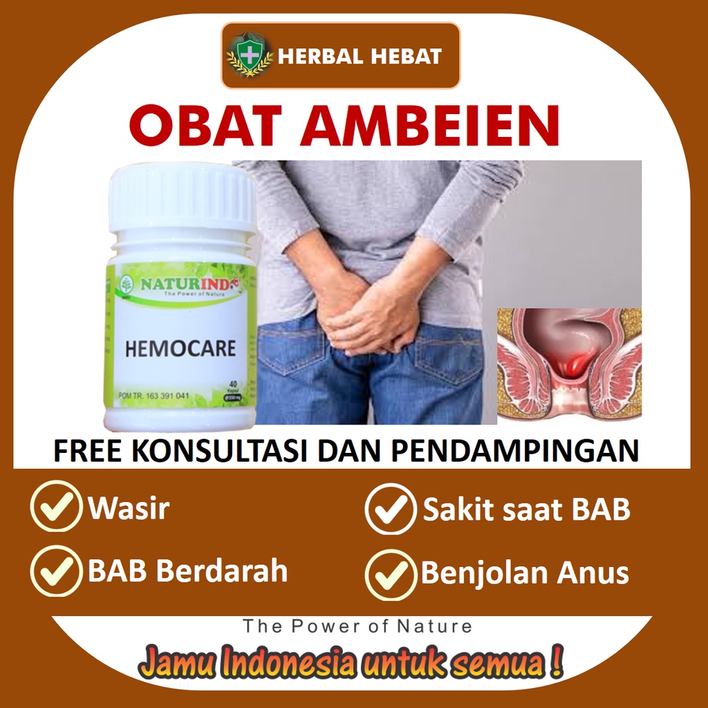 Jual Obat Wasir Ambeyen BAB Berdarah Ambeien Daun Ungu Naturindo Hemocare Obat Benjolan Anus ...