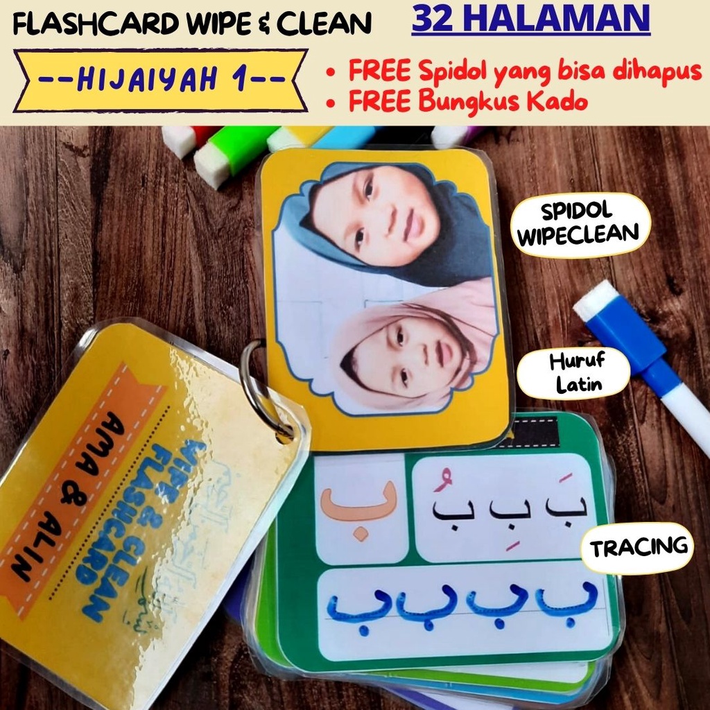 Jual Menulis Huruf HIJAIYAH Flash card Wipe Clean Membaca Abjad Mainan ...
