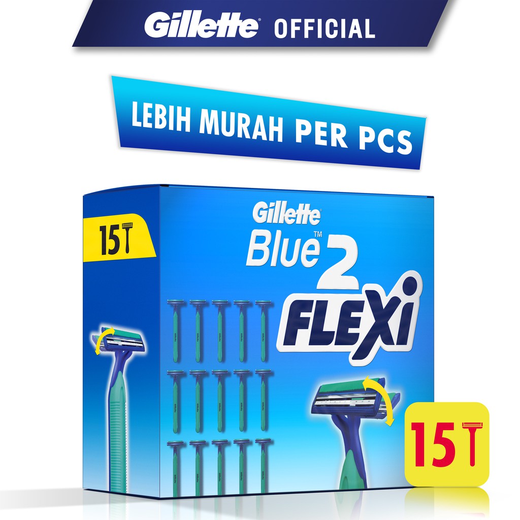 Jual Gillette Blue 2 Flexi Pisau Cukur isi 15 pcs | Shopee Indonesia