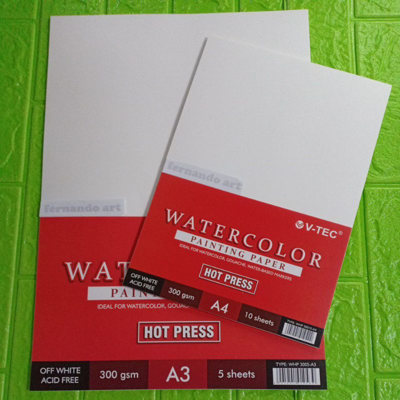 Jual Watercolor Painting Paper Hot Press V-Tec 300gsm A3/A4 / Kertas Cat air V-Tec 300gsm A3/A4 ...