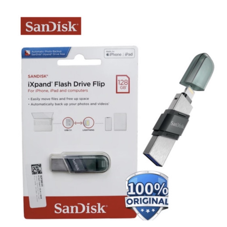 Jual SANDISK iXpand Flip Flash Drive OTG Lightning 64GB / 128GB USB 3.1 ...