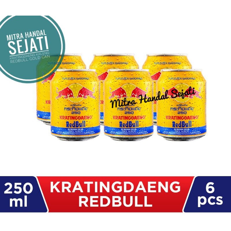Jual Kratingdaeng Redbull Gold Can Kemasan Kaleng 250ml 1 Pack / isi 6 ...
