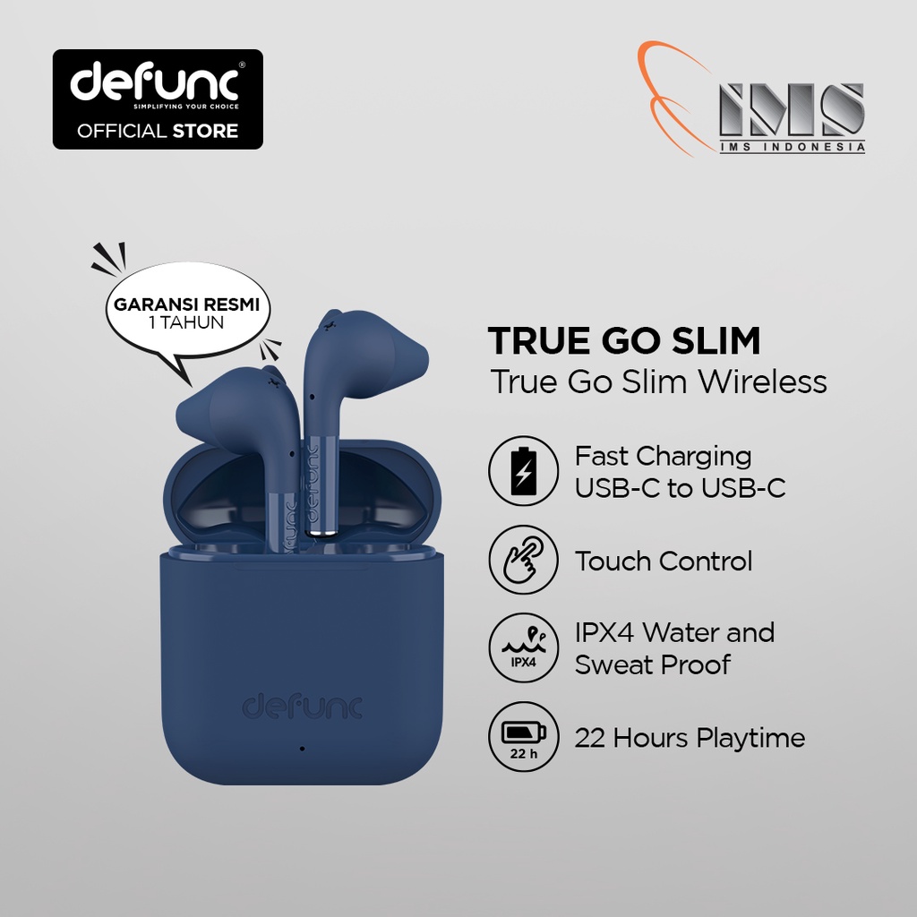 Jual DEFUNC True Go Slim - True Wireless earphone Blue | Shopee Indonesia