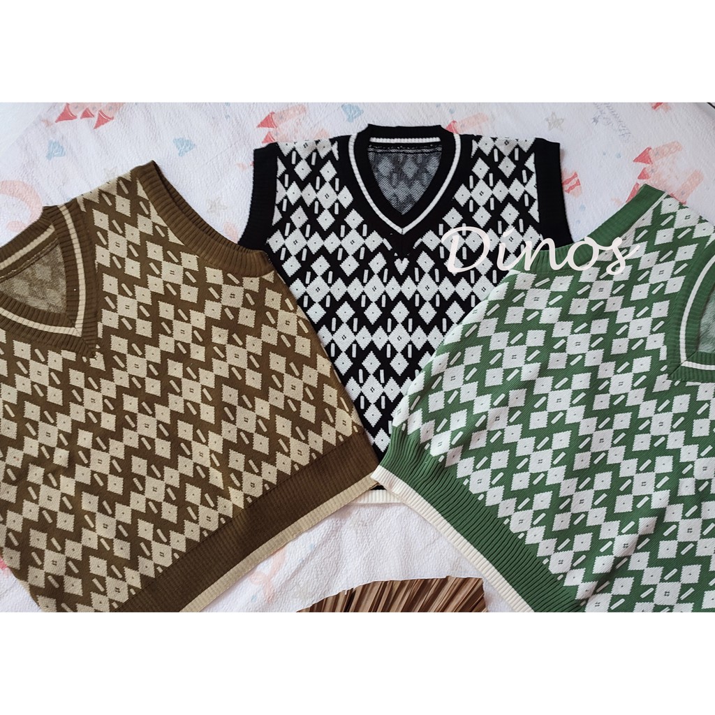 Jual V-neck Knit Casual/Rompi kerah v/Pakaian Wanita Musim Semi/Gaya Kampus Rajutan | Shopee ...