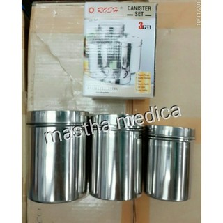 Canister Set kom Tutup Set 3 Pcs Rosh Stainless Steel | Shopee Indonesia