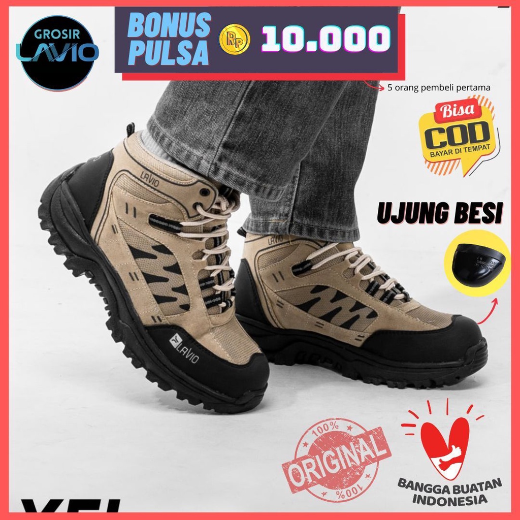 Jual Sepatu Safety Pria Boots Tinggi Ujung Besi Original Lavio Septi ...