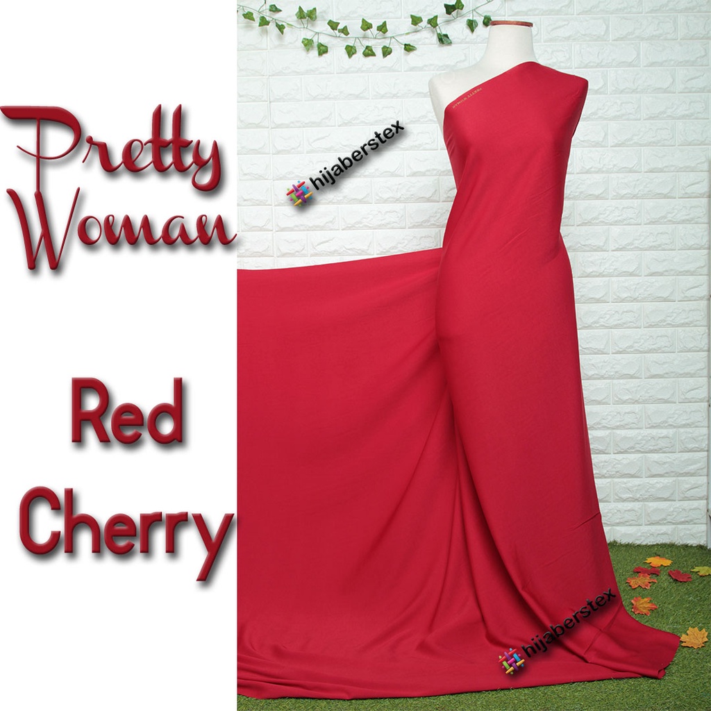 Jual 1/2 Meter Kain PRETTY WOMAN Red Cherry (ecer warna) | Shopee Indonesia