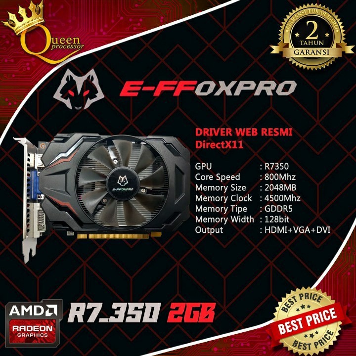 Jual Vga AMD Radeon R7 350 2GB EffoxPro DDR5 Indonesia|Shopee Indonesia