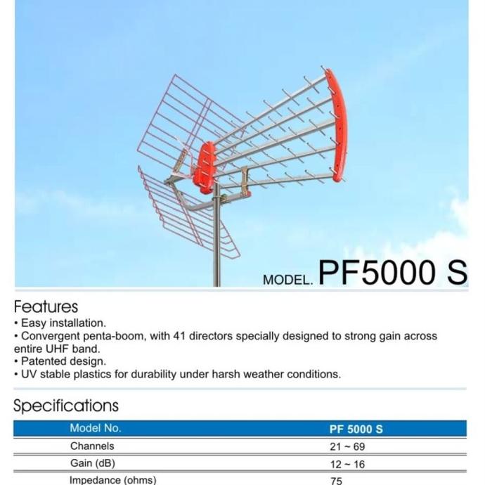 Jual Antena Antenna TV Luar PF Goceng PF5000 Super High Gain UHF Pf ...
