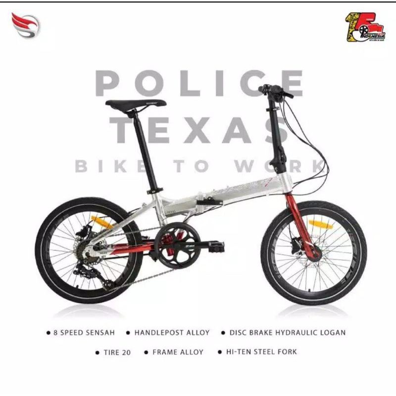 Jual sepeda lipat Seli Police Texas Bike to Work Anniversary Silver ...