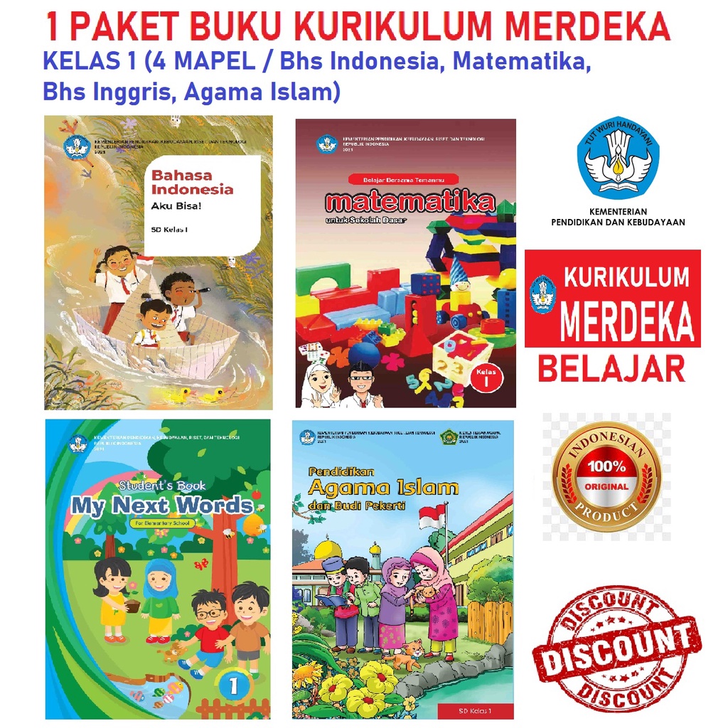 Jual Buku Paket Lengkap Sd/Mi Kelas 1 Kurikulum Merdeka - Original Kemendikbud Ristek 2022 ...